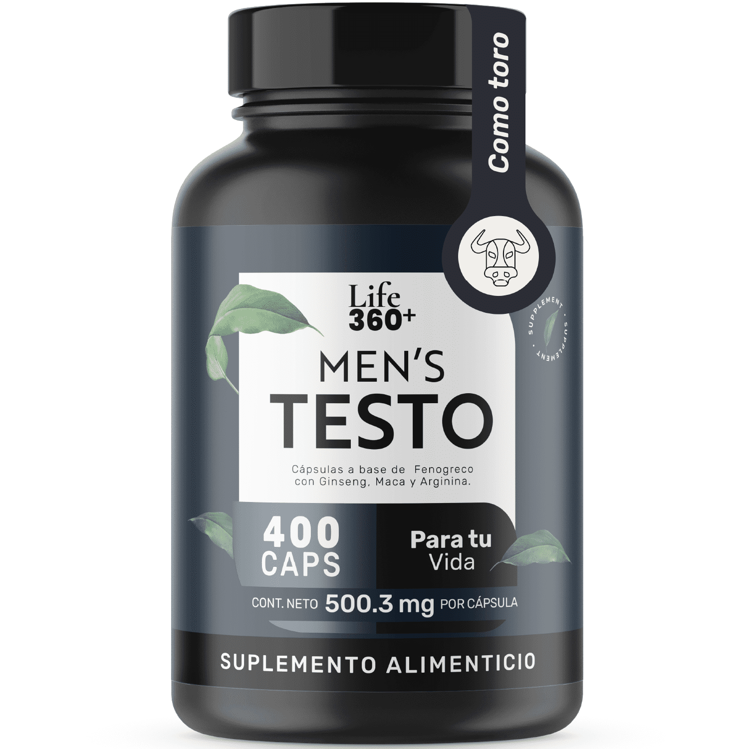 LIFE 360+ Mens Testo |400 Cápsulas por envase| Fenogreco, Maca Negra ...