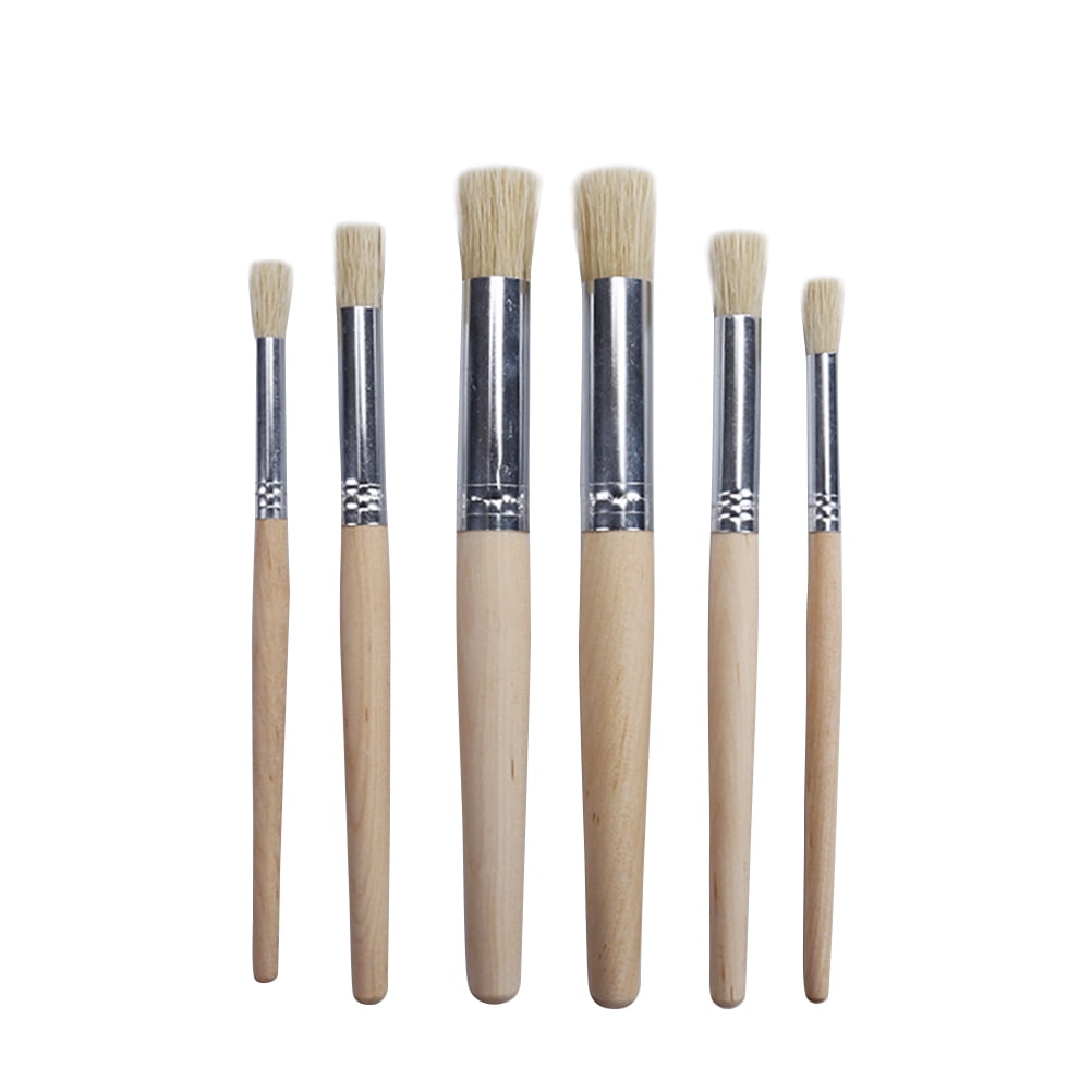 6pcs/set Professional Paint Brushes Round Pointed Tip Nylon Hair Wooden ...