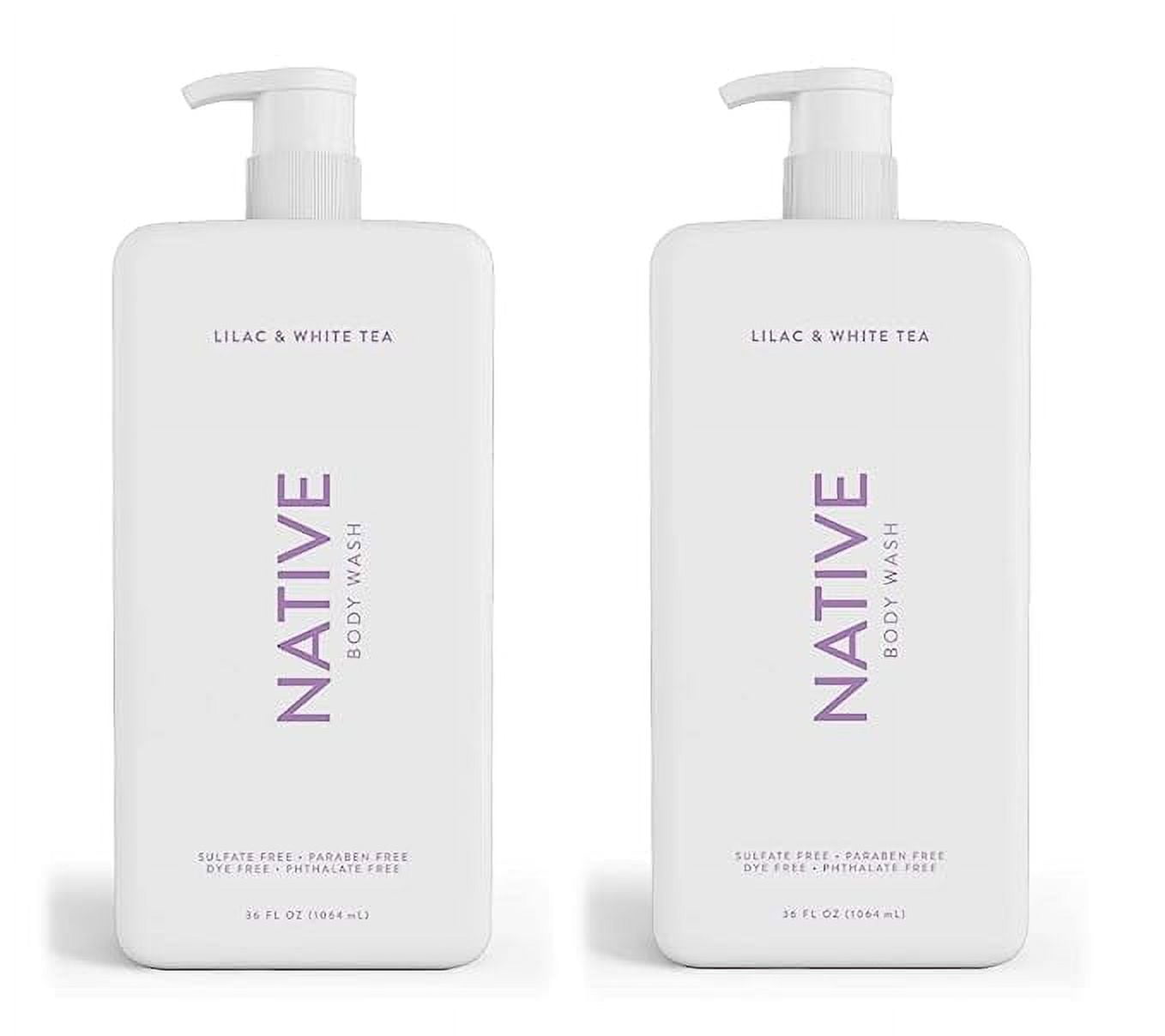 Native Body Wash 36 oz bottle pump- 2 Pack (Lilac & White Tea) 72 Fl Oz ...