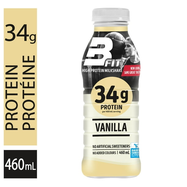 BFit Vanilla High Protein Shake, 34g of protein per Bottle, 460ml ...