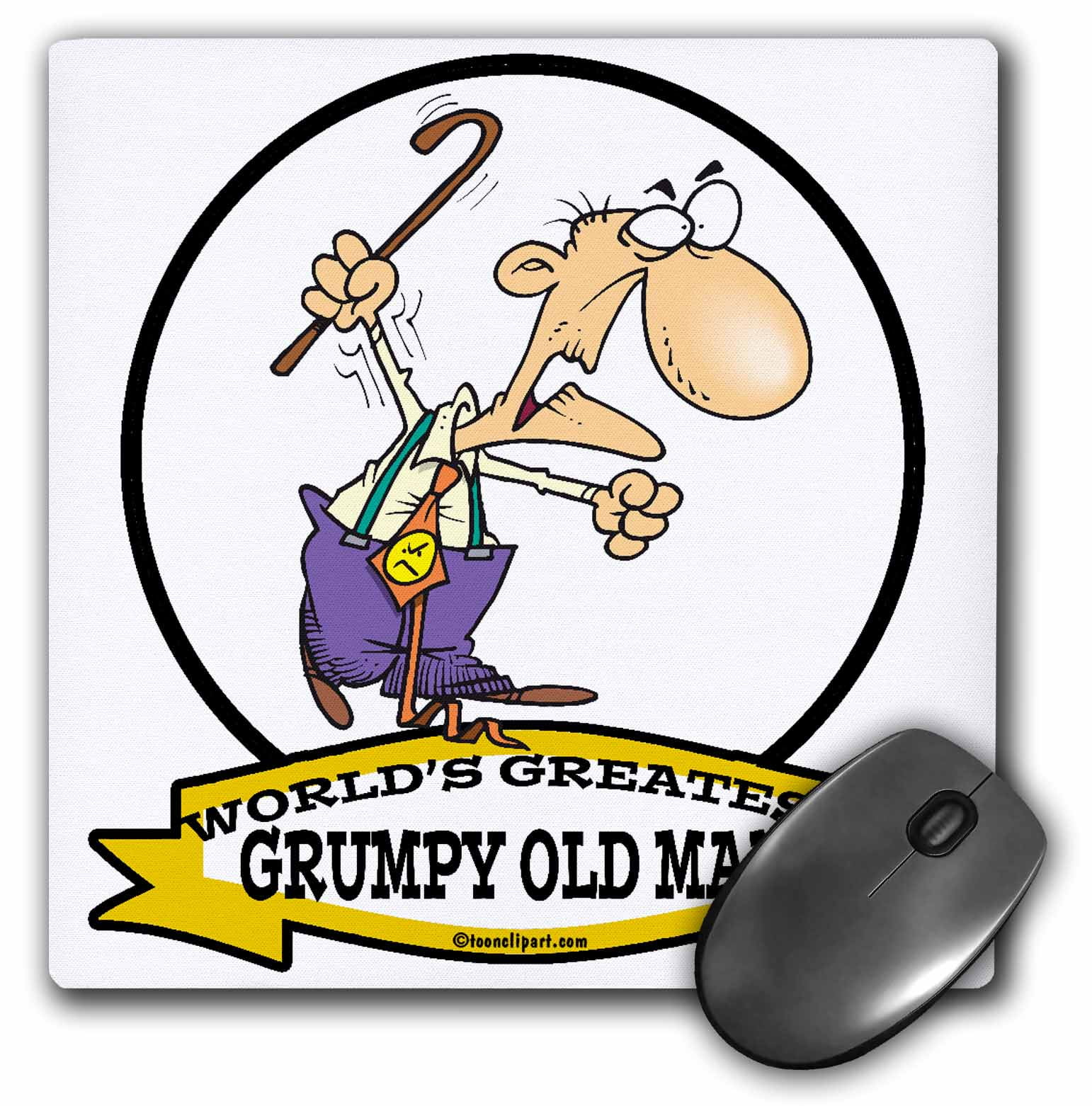 3dRose Funny Worlds Greatest Grumpy Old Man Cartoon, Mouse Pad, 8 by 8 ...