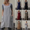 Cotton Linen Apron For Women Cross Pinafore Dress Baking Cooking ...