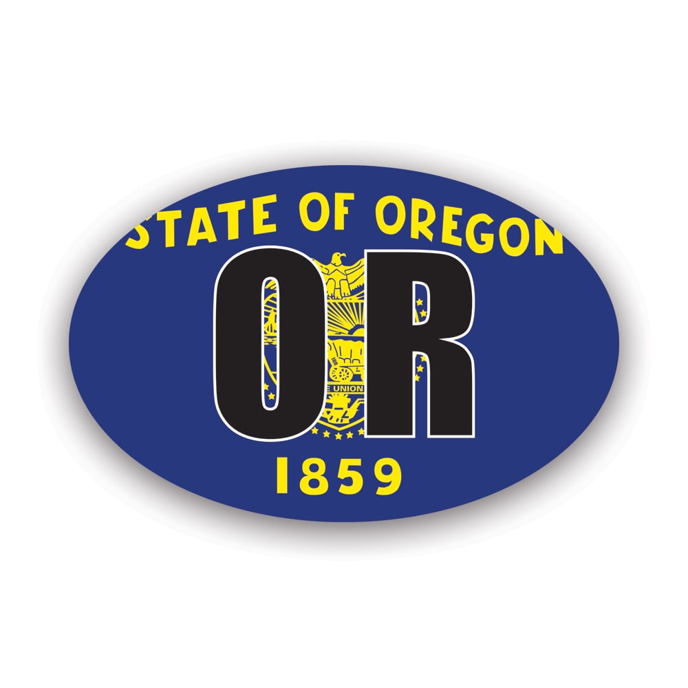 Oregon Flag Oval Sticker Decal - Self Adhesive Vinyl - Weatherproof ...