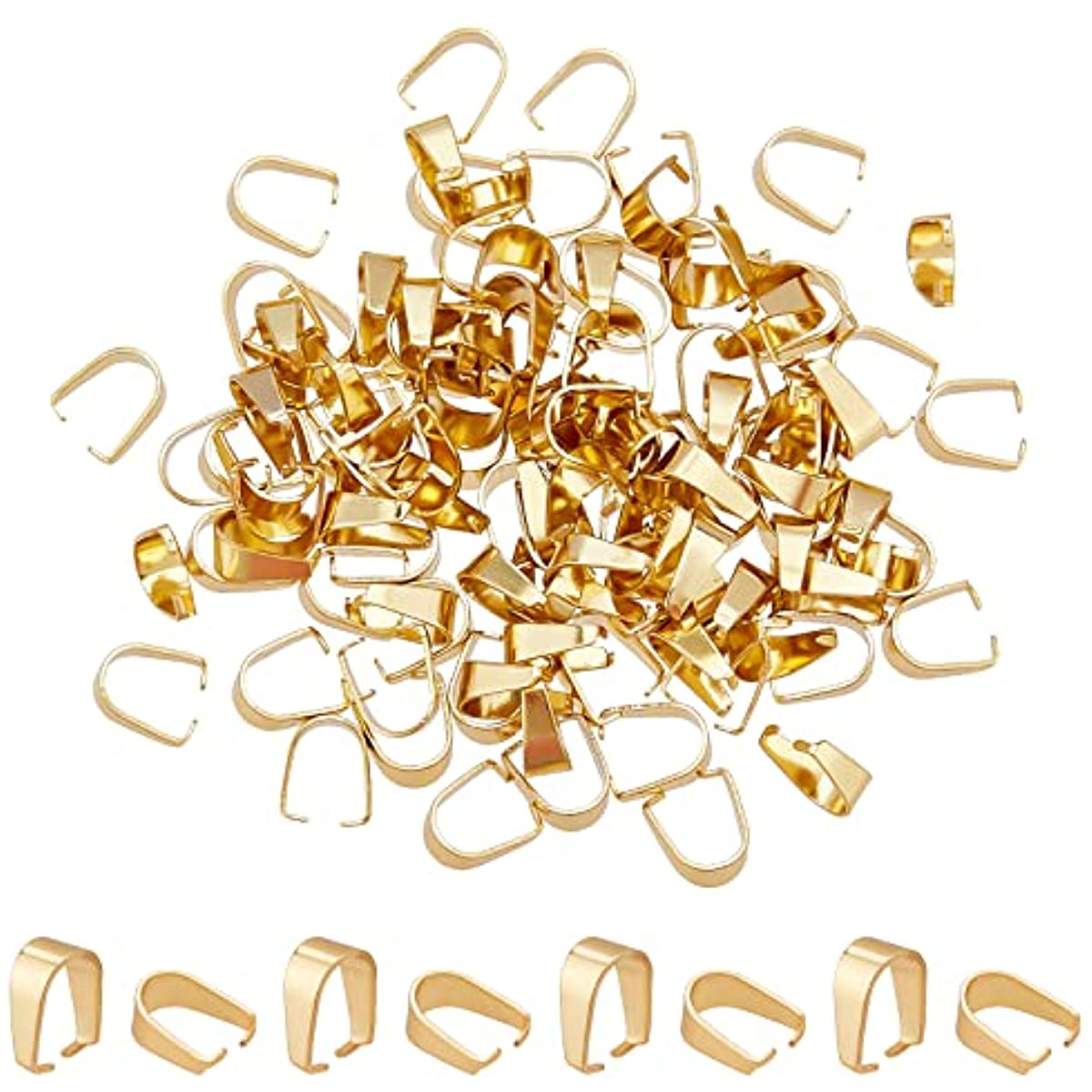120 Pcs 304 Stainless Steel Snap on Bails 18K Golden Pendant Connector ...