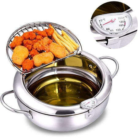 Deep Frying Pot304 Stainless Steel Small Deep Fryer Pot with Fahrenheit ...