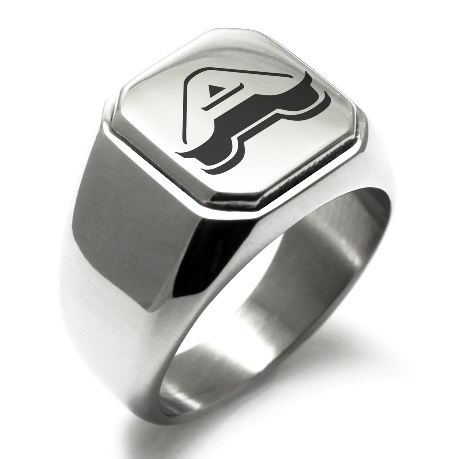 Stainless Steel Letter A Initial 3D Monogram Engraved Engraved Square ...