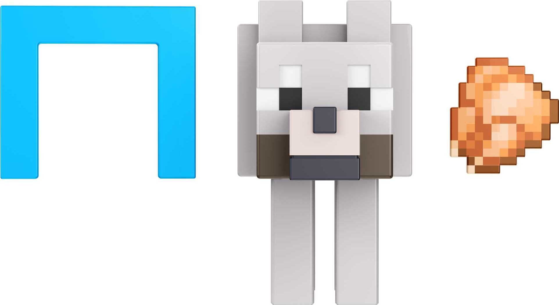 Minecraft Wolf Action Figure, 3.25-in, with 1 Build-a-Portal Piece & 1 ...