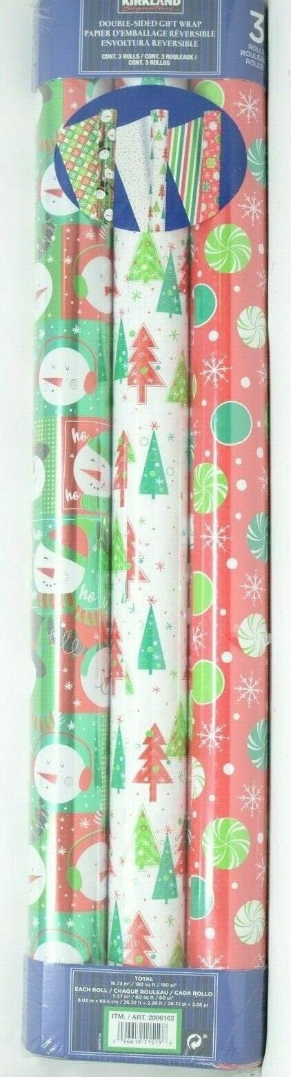 Kirkland Signature Christmas Gift Wrap Wrapping Paper Double Sided 3 ...
