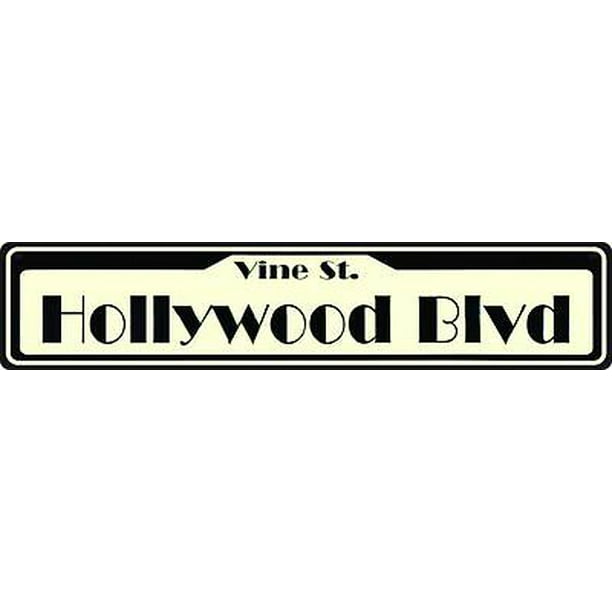 HOLLYWOOD BLVD METAL STREET SIGN 24" X 5" VINE ST CALIFORNIA MOVIE ...