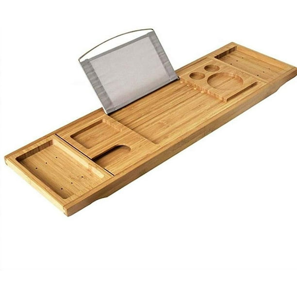 Plateau de baignoire en bambou de qualité supérieure - Plateau de bain en bois extensible avec ...