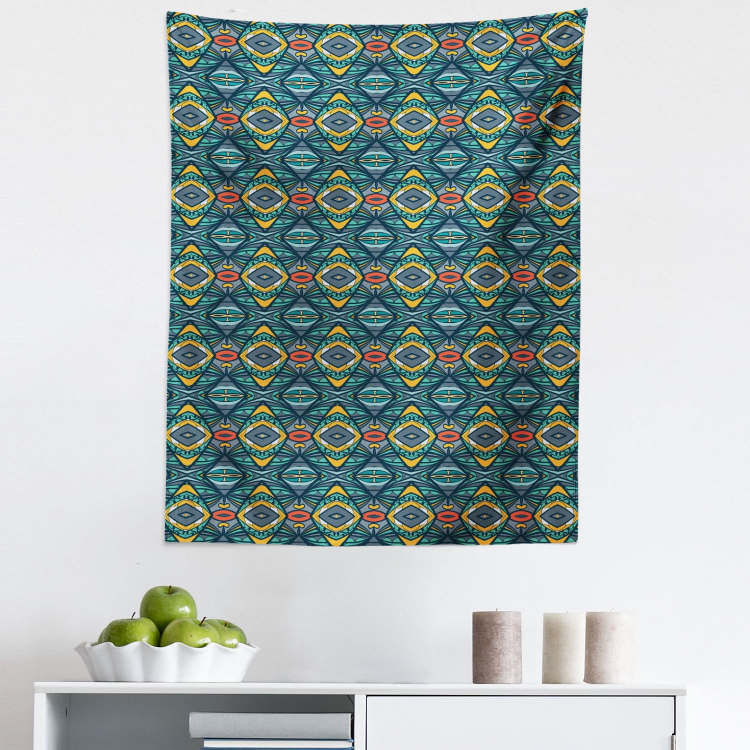 Abstract Tapestry, Diamond Shapes with Effect and Folkloric Ornaments ...