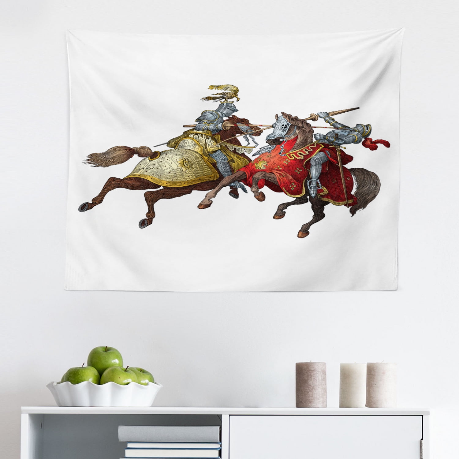 Medieval Tapestry, Heraldic Gear Coat of Medieval Knight with Ornate ...