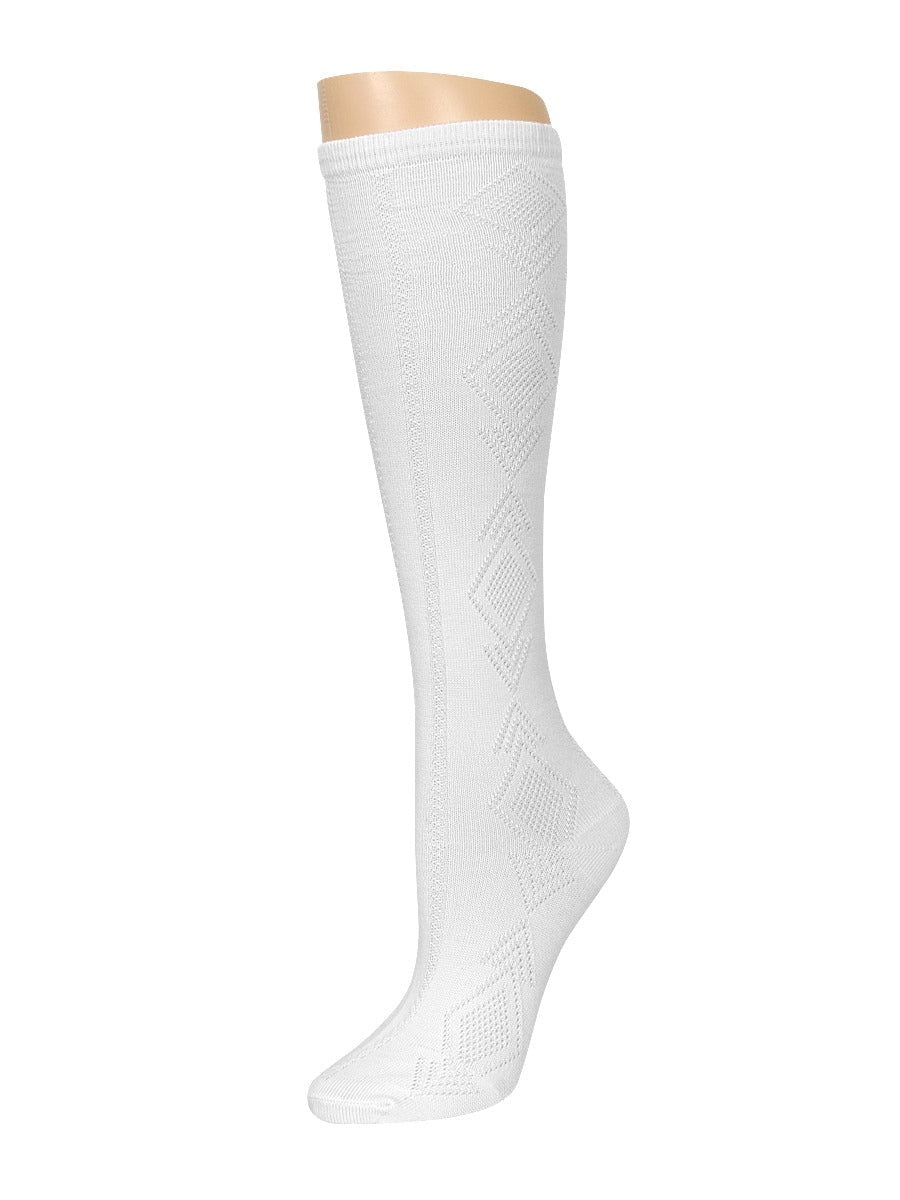 Mamia Girl's Knee High School Uniform Socks (6 Pairs) - Jackquard White ...