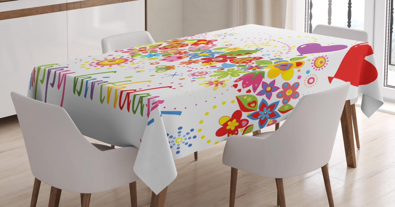 Ambesonne Garden Tablecloth Rectangular Table Cover, Colorful Meadow ...