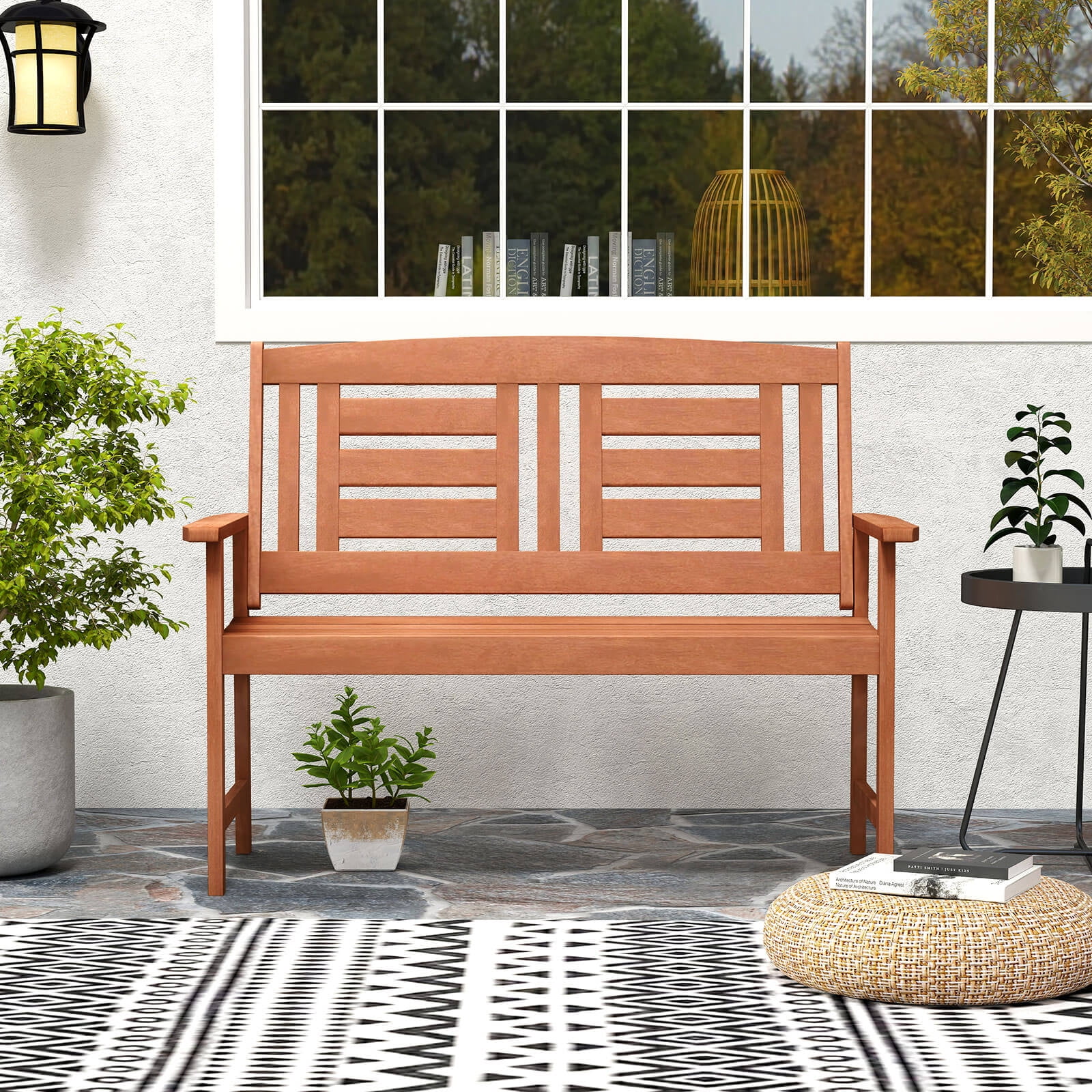 Click here for Costway Outdoor Solid Wood Loveseat With Inclined... prices
