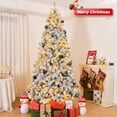 7.5FT Prelit Green Flocked Artificial Christmas Tree with 350 Colored ...