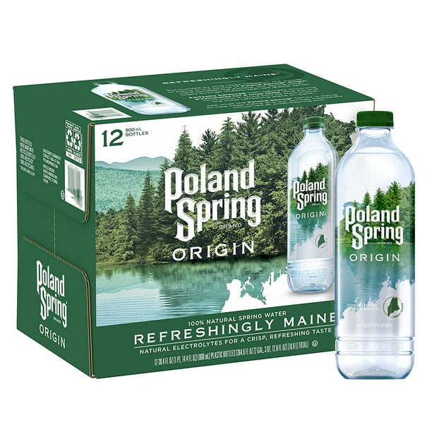Poland Spring Origin, 100% Natural Spring Water, 900mL Recycled Plastic ...