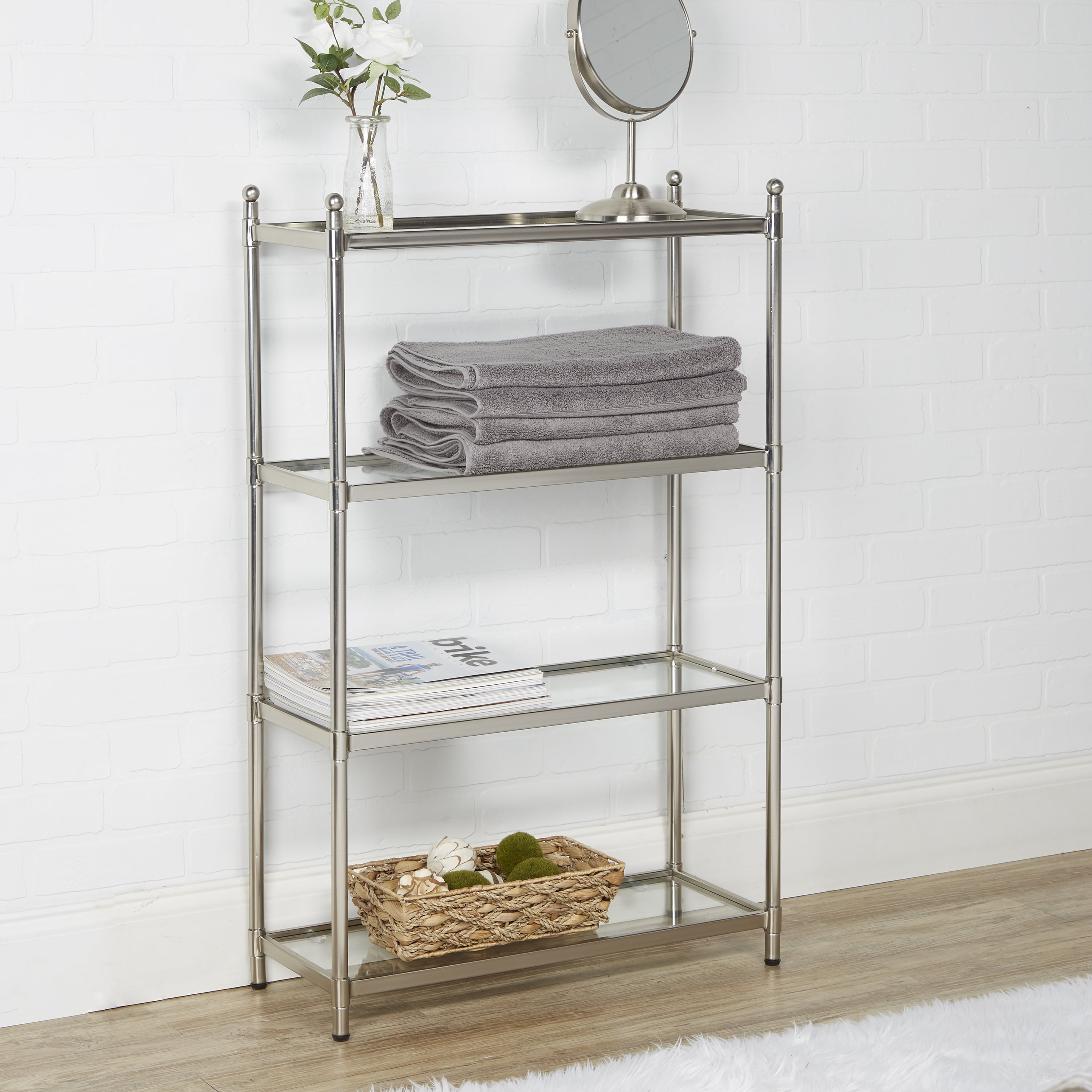 Buy Better Homes & Gardens Silver Metal Etagere 4 Tier Bathroom Floor ...