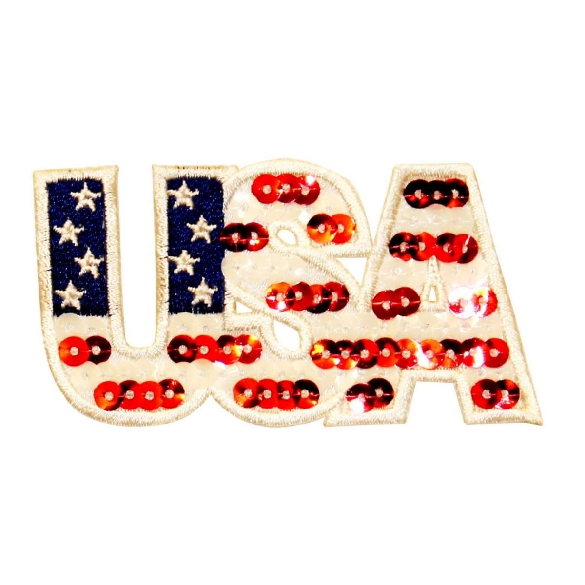 ID 1031 USA Letters With Sequins Patch Patriotic Embroidered Iron On ...