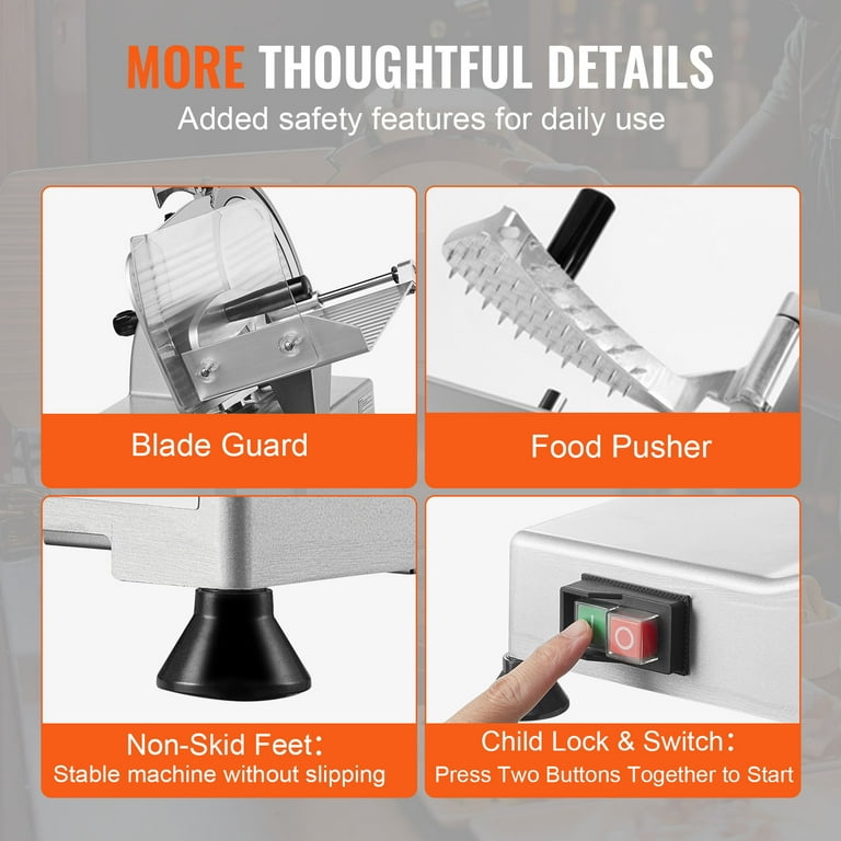 KFFKFF 340W Electric Food Meat Slicer Deli Slicer with 10 KFFKFF 340W Electric Food Meat Slicer Deli Slicer with 10