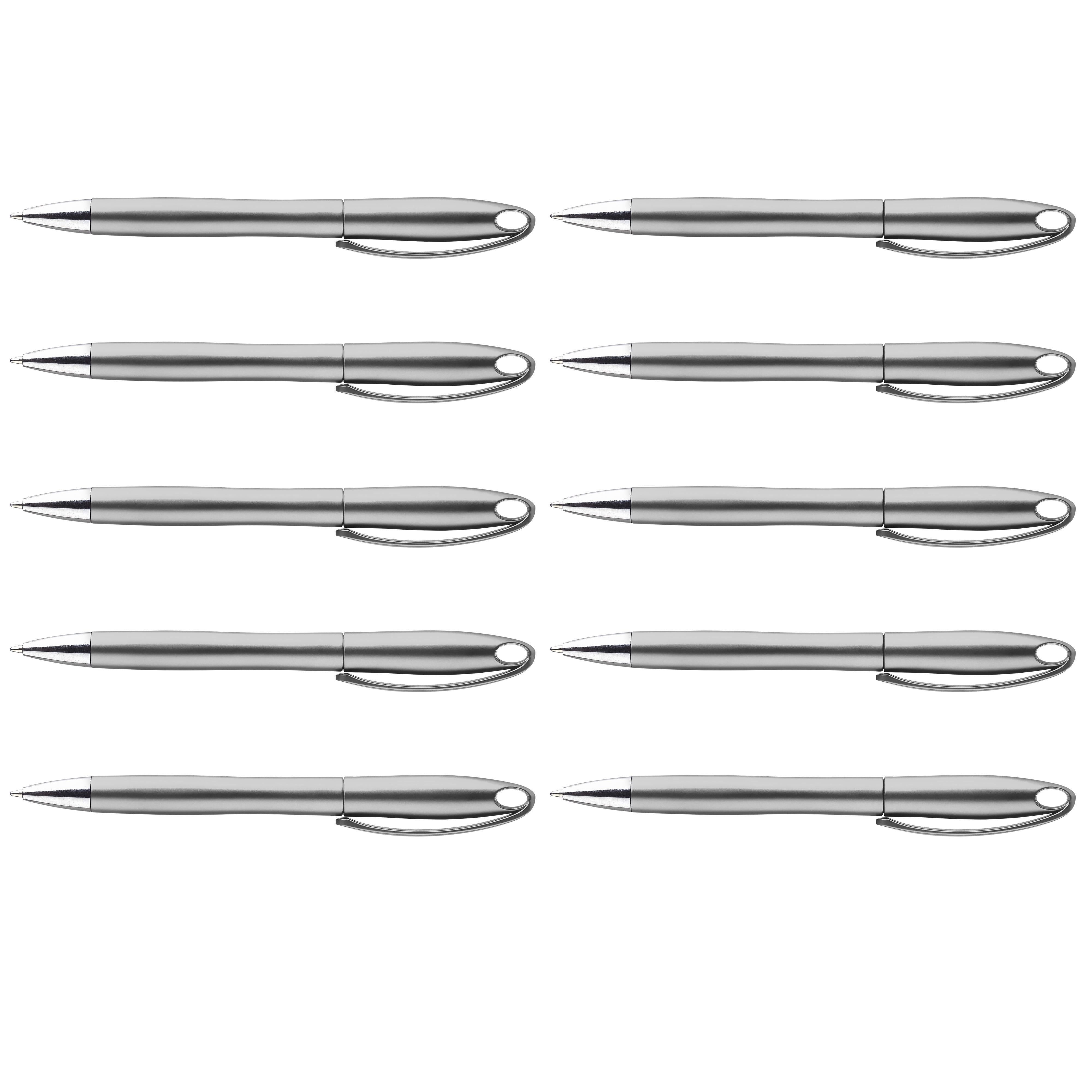 10 Twist Action Plastic Ballpoint Pens - Matte Barrel, Black Ink ...