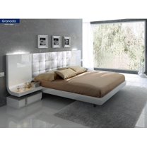 Glossy White King Bedroom Set 3Pcs Contemporary Made in Spain ESF Granada - Walmart.com