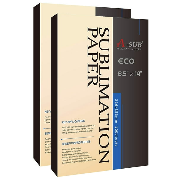 200 Sheets A-SUB Sublimation Paper 8.5x14 Inch eco for DIY Gifts ...