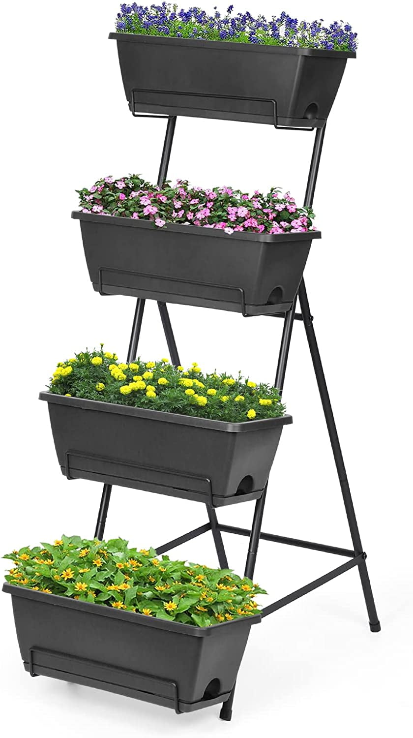 4 Tier Vertical Elevated Garden Bed Planter, Black - Walmart.com