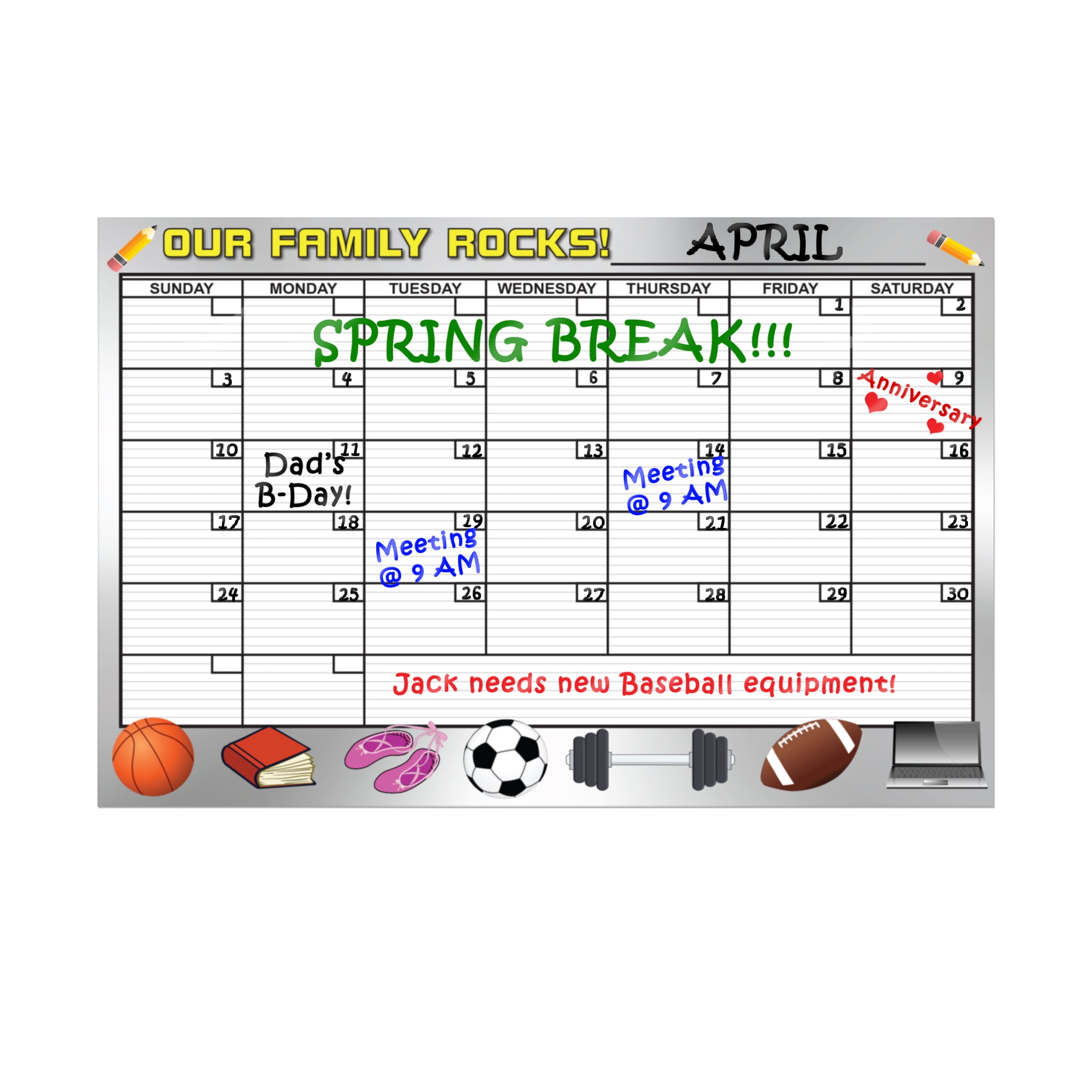 Red Hound Auto Our Family Rocks Large Dry Erase Removable Wall Calendar ...