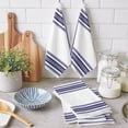 4 Pack Colorful Stripes Kitchen Towels Navy Blue Wood Texture White ...