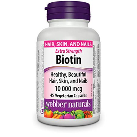 Webber Naturals Biotin 10,000 mcg Extra Strength, 45 Capsules, Supports ...