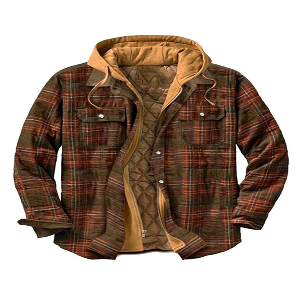 Click here for Generic Men Flannel Shirt Jacket With Hooded Thick... prices