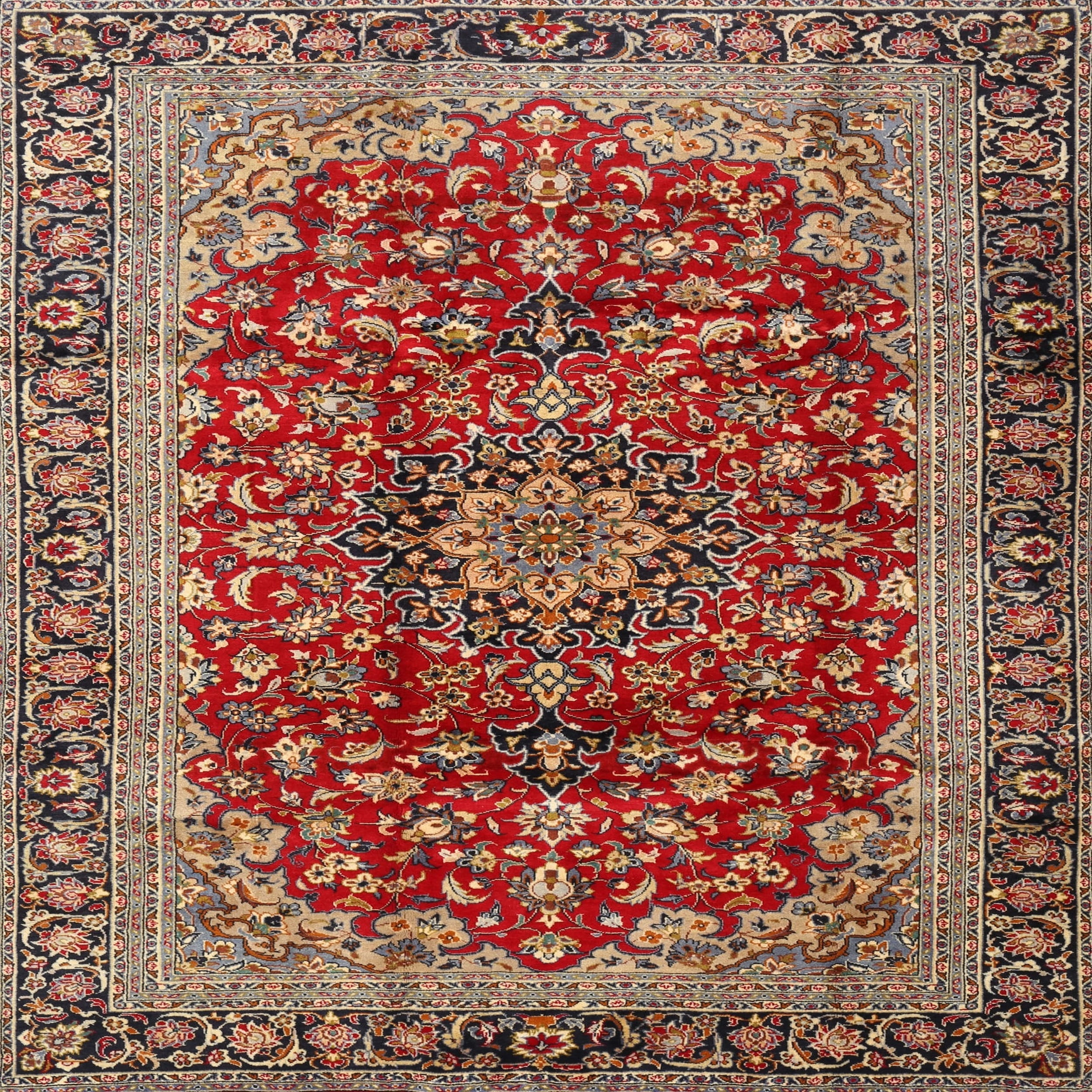 Ahgly Company Machine Washable Indoor Square Traditional Saffron Red ...