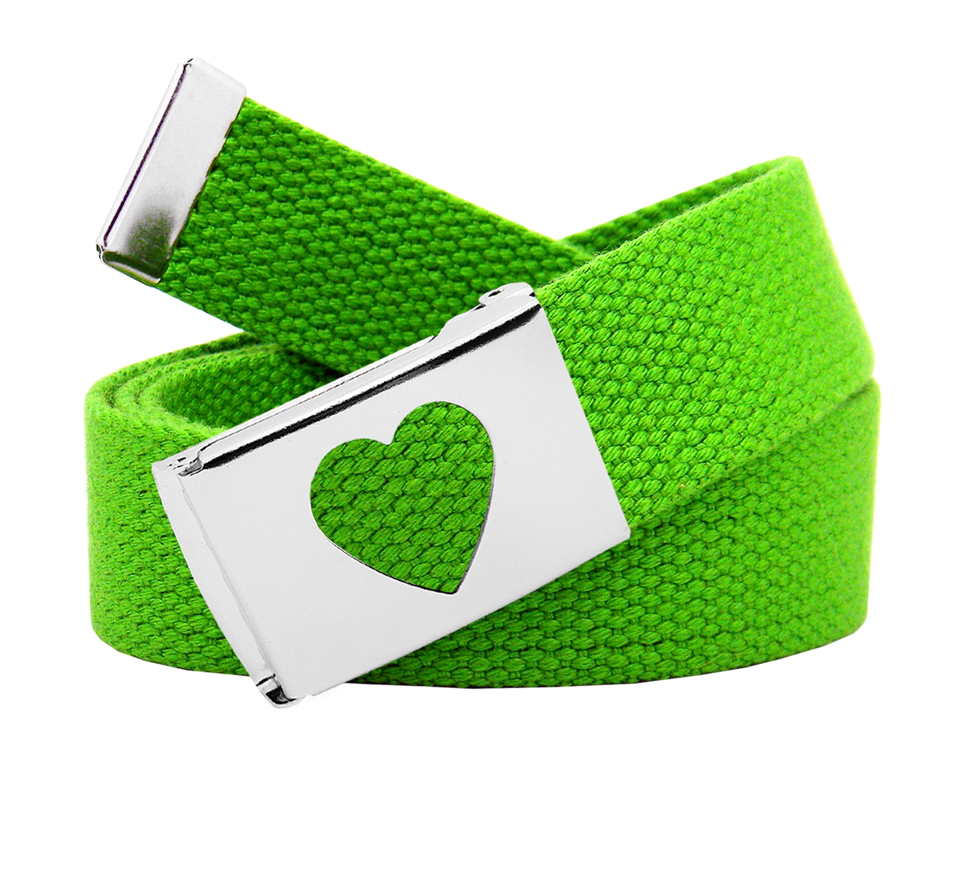 Girls School Uniform Silver Flip Top Heart Belt Buckle with Canvas Web ...