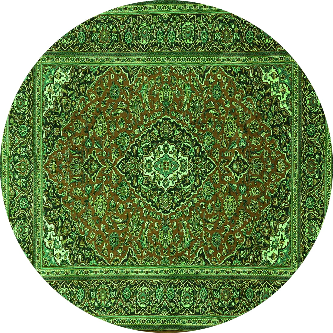 Ahgly Company Indoor Round Medallion Green Traditional Area Rugs, 5 ...