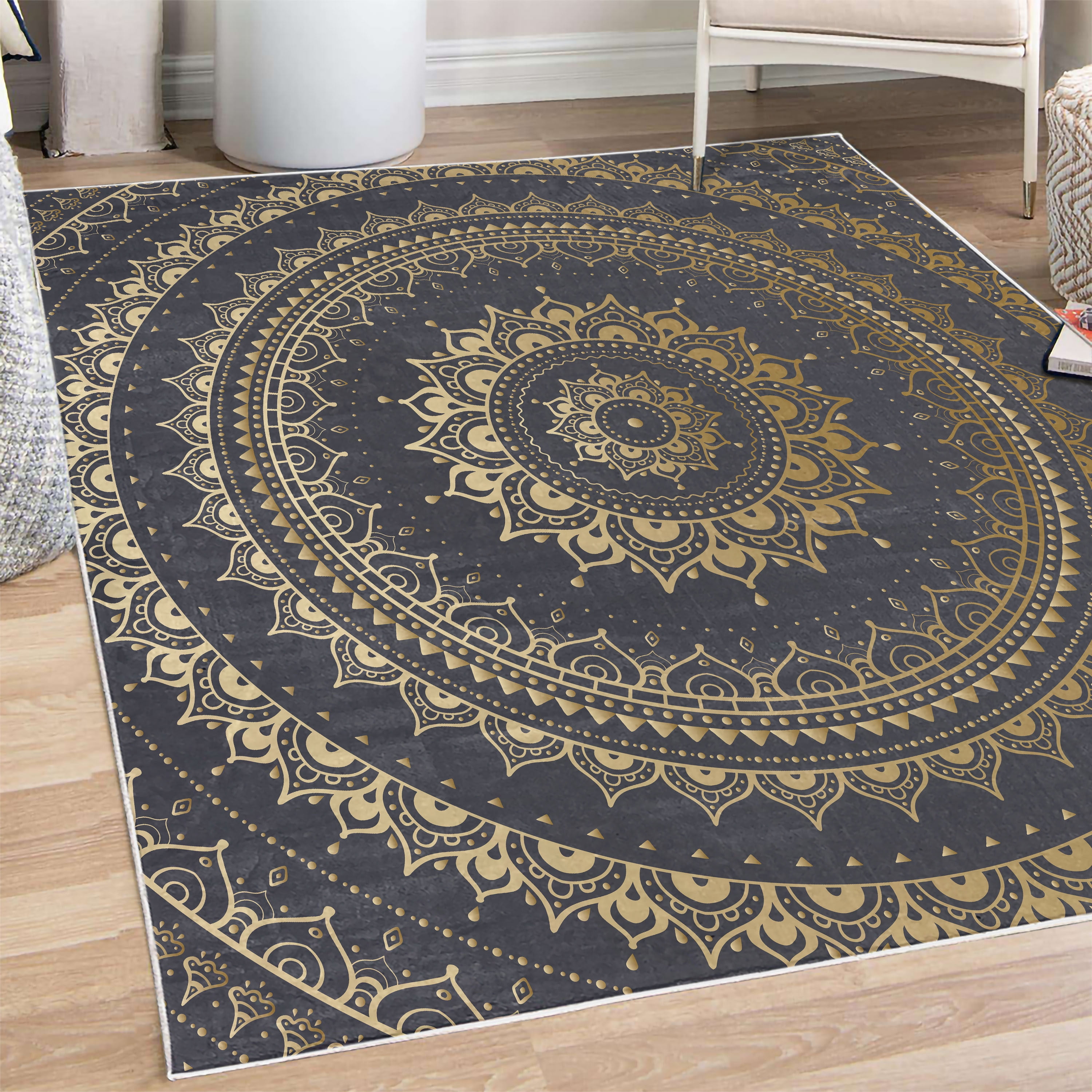 Mandala Decorative Rug, Circle Universe and Cosmos Esoteric Oriental ...