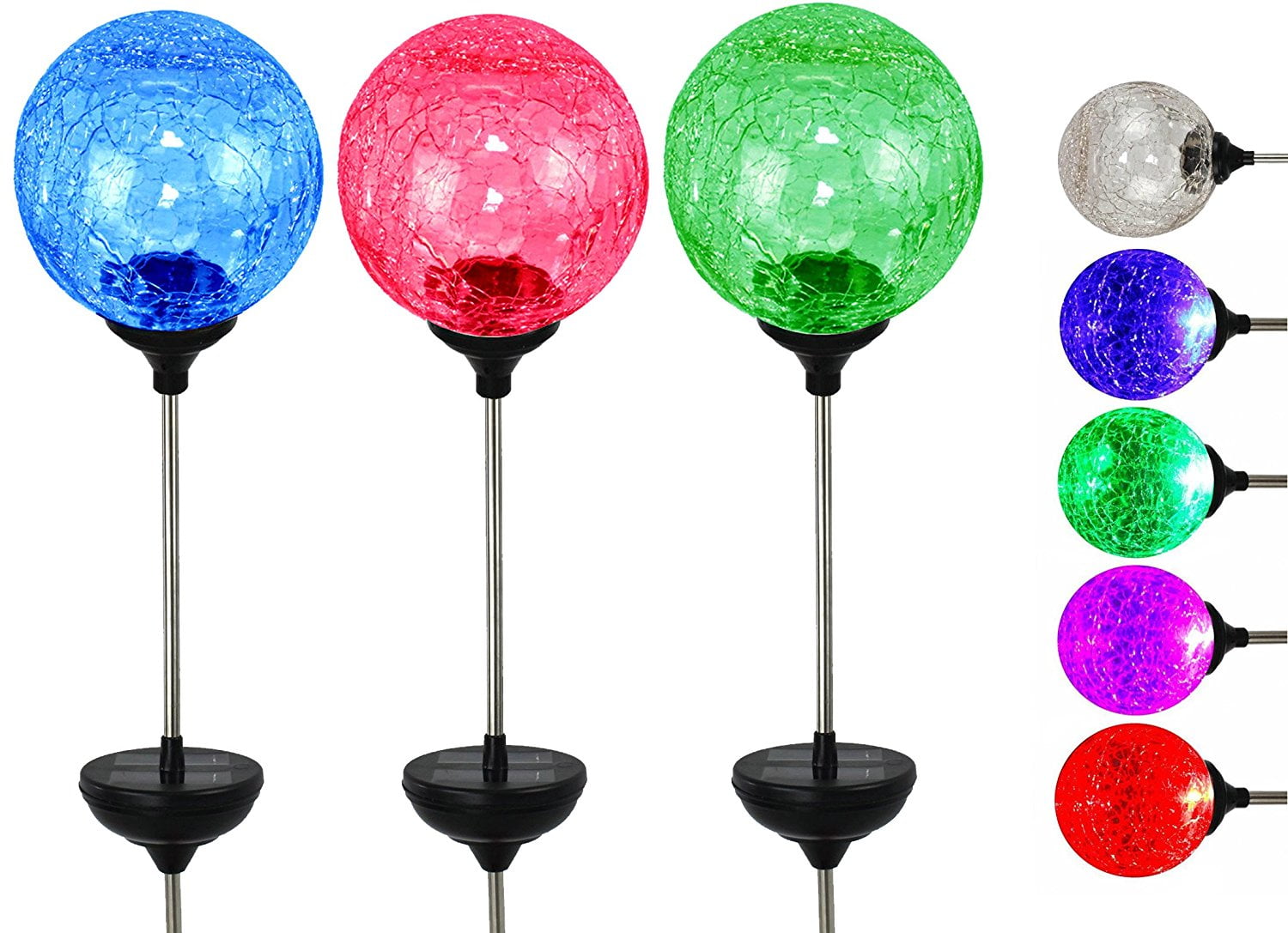 Solar LED Color Changing Crackle Garden Glass Globe Balls - Garden (1pc ...