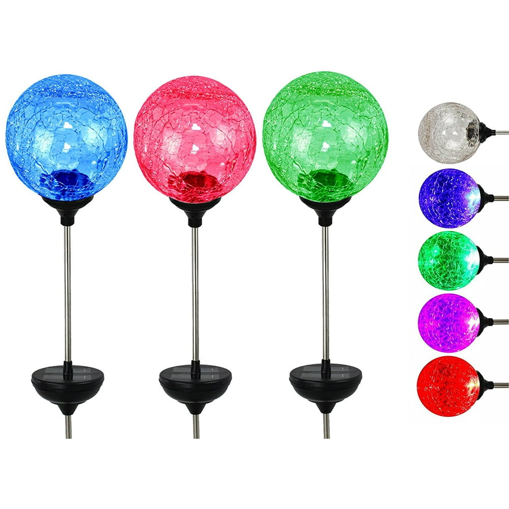 Solar LED Color Changing Crackle Garden Glass Globe Balls - Garden (1pc ...