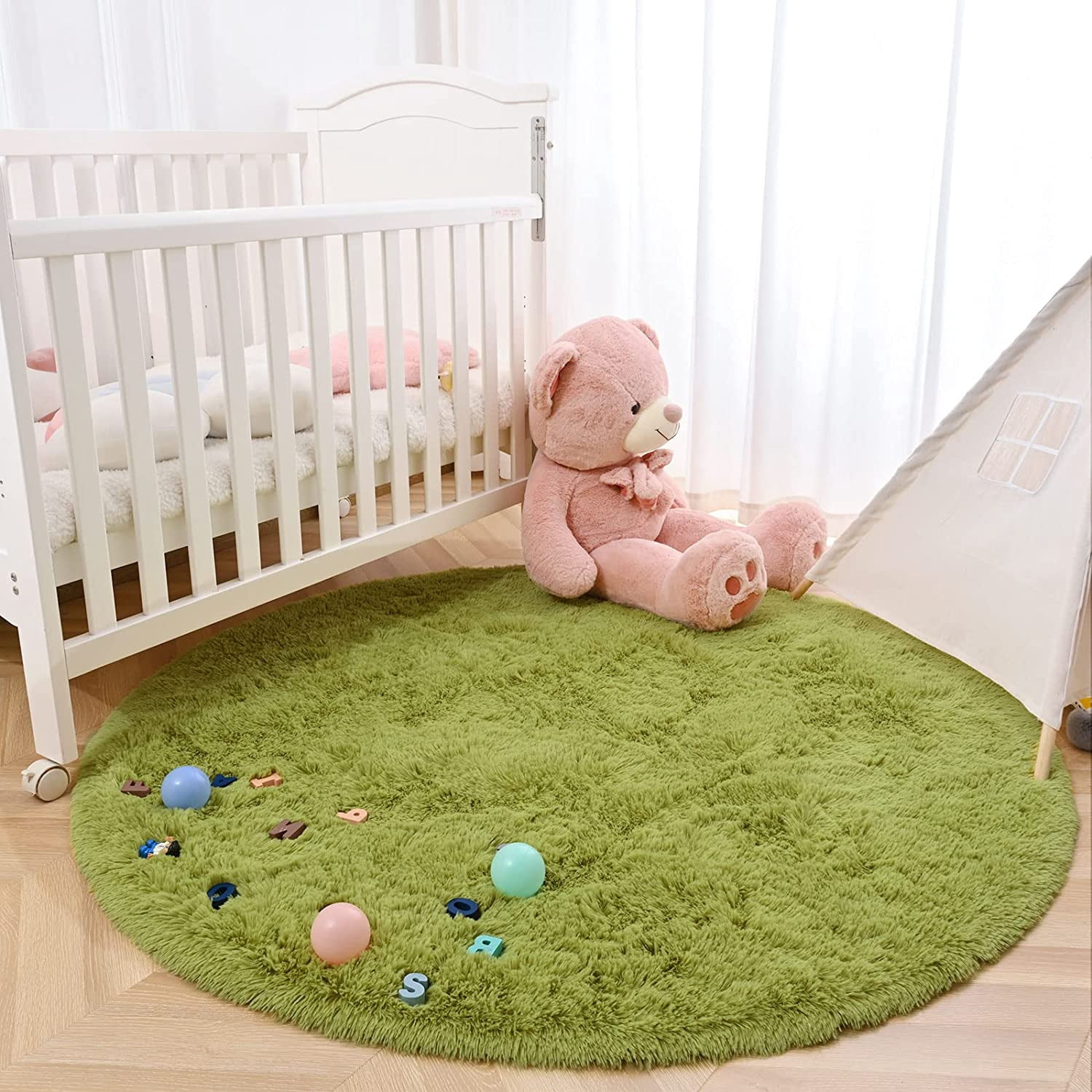 YJ.GWL Round Fluffy Area Rugs Fluffy Carpet Plush Rug for Living Room ...