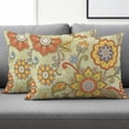 Boho Floral Pillow Covers Set of 2, Yellow Orange Flower Leaf Abstract ...