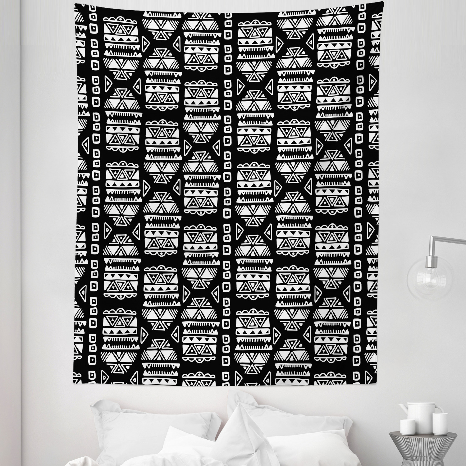 Aztec Tapestry, Doodle Illustration of Traditional Triangles Squares ...