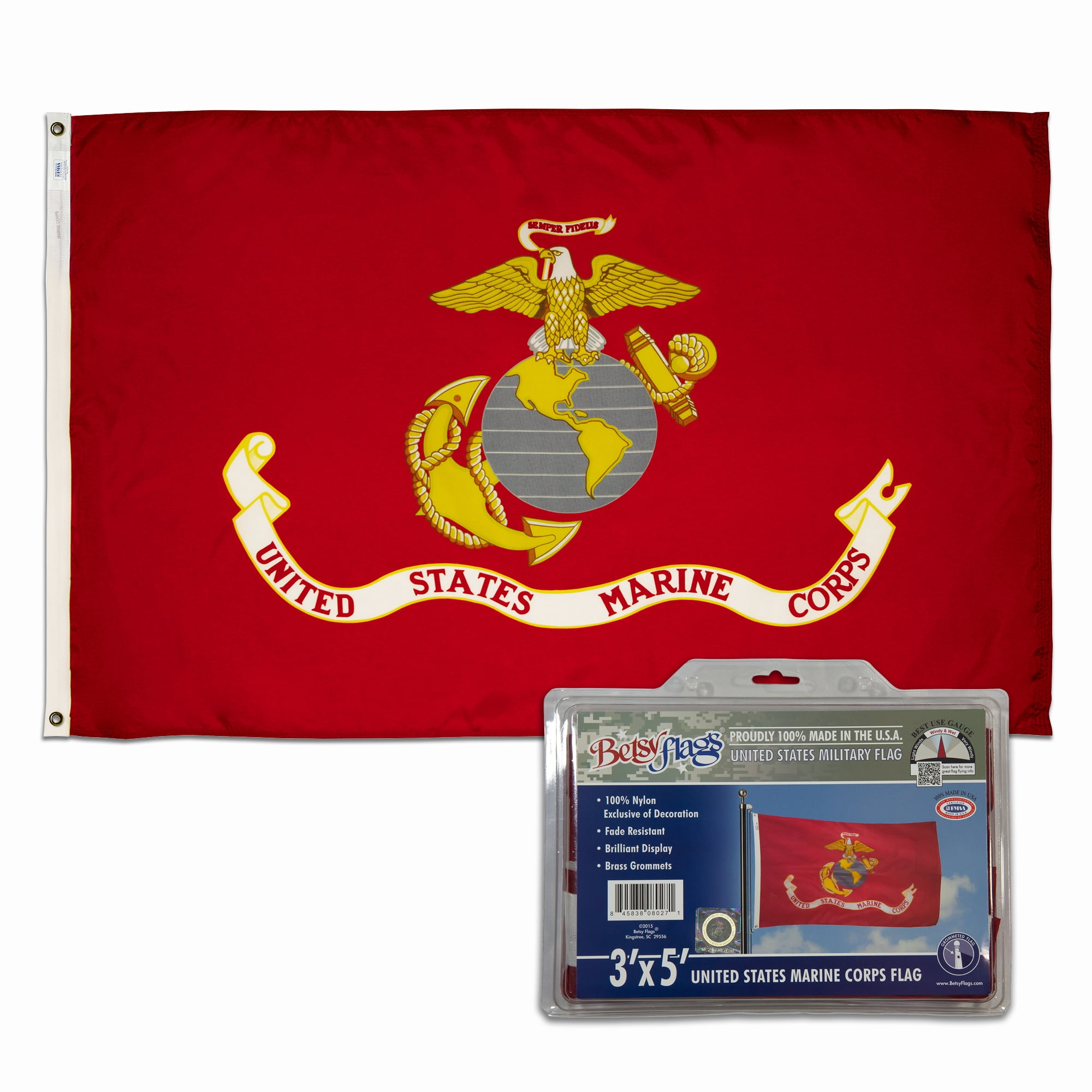 3'x5' Printed Nylon Grommeted US Marine Corps Flag by Betsy Flags ...