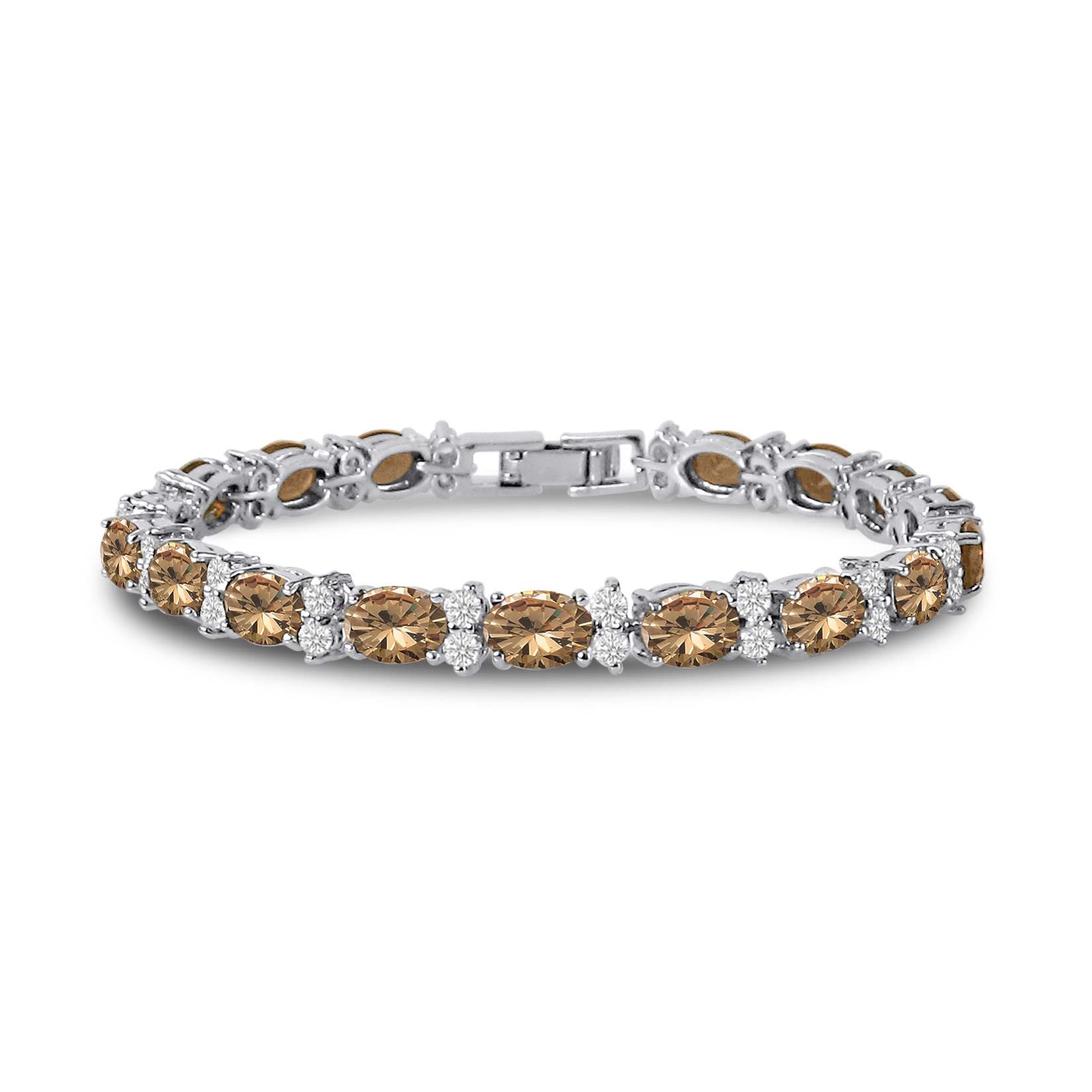 KEZEF Champagne Cubic Zirconia Tennis Bracelet for Women - Oval 7x5 CZ ...