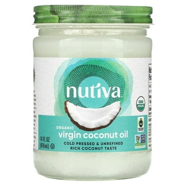 Nutiva Organic Virgin Coconut Oil, Cold-Pressed, Non-GMO, Gluten-free, Non-Refined for Baking ...