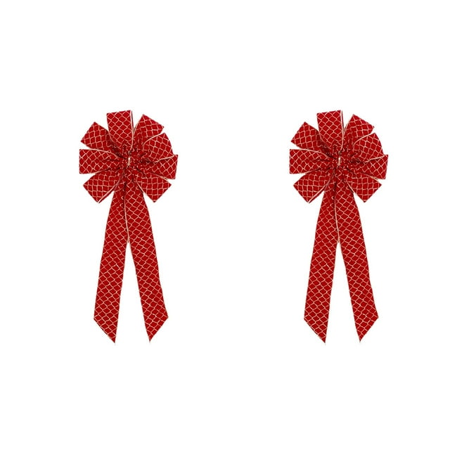 Red Velvet Outdoor Christmas Bows By Old Glory Bunting 2 Pack 8 Loop