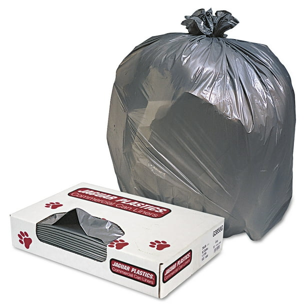 Jaguar Plastics Industrial Strength Gray Commercial Can Liners, 60 ...