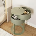 Round Side Table with Hidden Storage Drawers, Modern Nightstand with ...