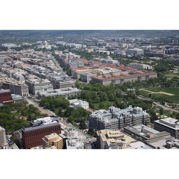 Print: Aerial View Of White House, Old Executive Office Building ...