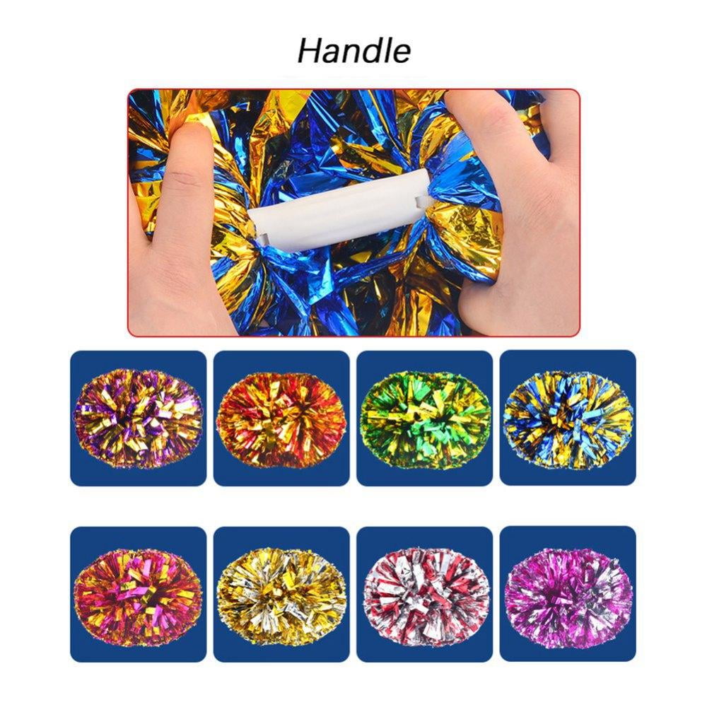 Buy 2 Pack Cheerleading Pom poms with Baton Handle Plastic Ring Cheer ...