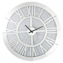 Round Mirror Wall Clock - 24" Modern Clocks Mirrored Wall Decor for ...